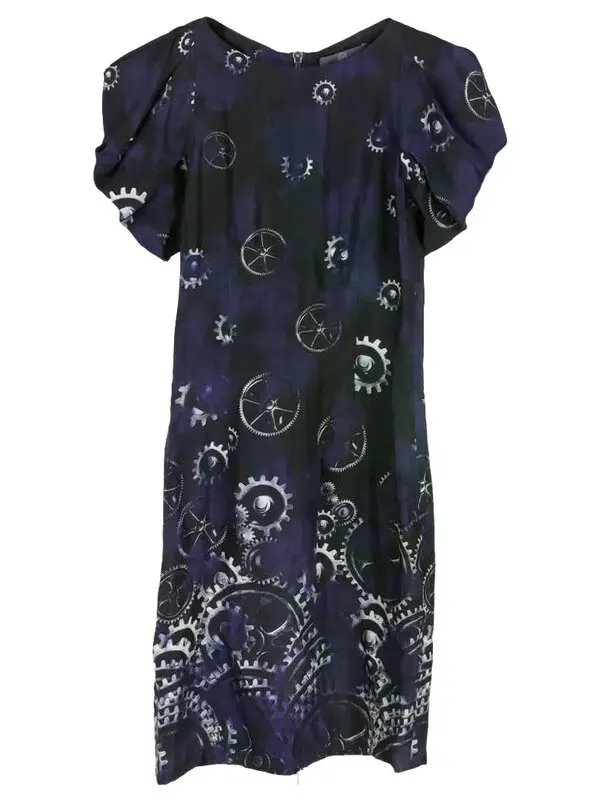 Alexander McQueen Printed Puff-sleeve Midi Dress - Blue