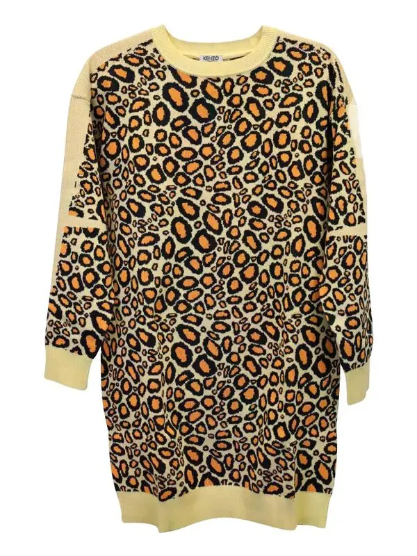 Kenzo Leopard-intarsia Sweater Dress - Neutrals