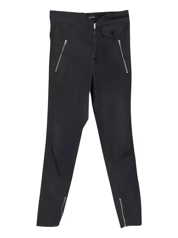 ISABEL MARANT VINTAGE Zipper Cotton Trousers - Black