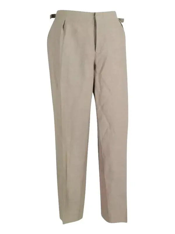 Emporio Armani Wool Straight-cut Trousers - Neutrals
