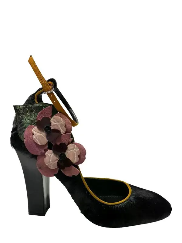 FABRIZIO VITI Floral Appliqué Pumps - Black