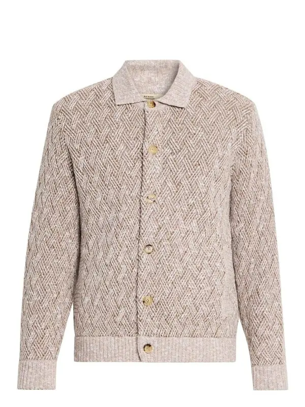 MAURIZIO BALDASSARI Wool-blend Basketweave Stitch Cardigan - Bleached S