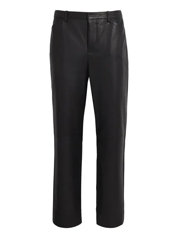 Vince Leather Straight-leg Trousers - Black