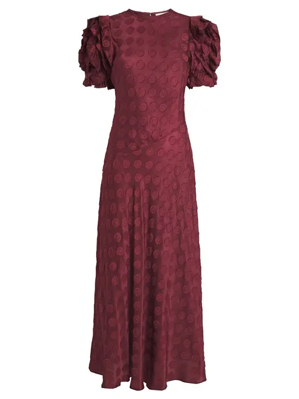 Ulla Johnson Ruffle-sleeve Elvia Midi Dress - Burgundy