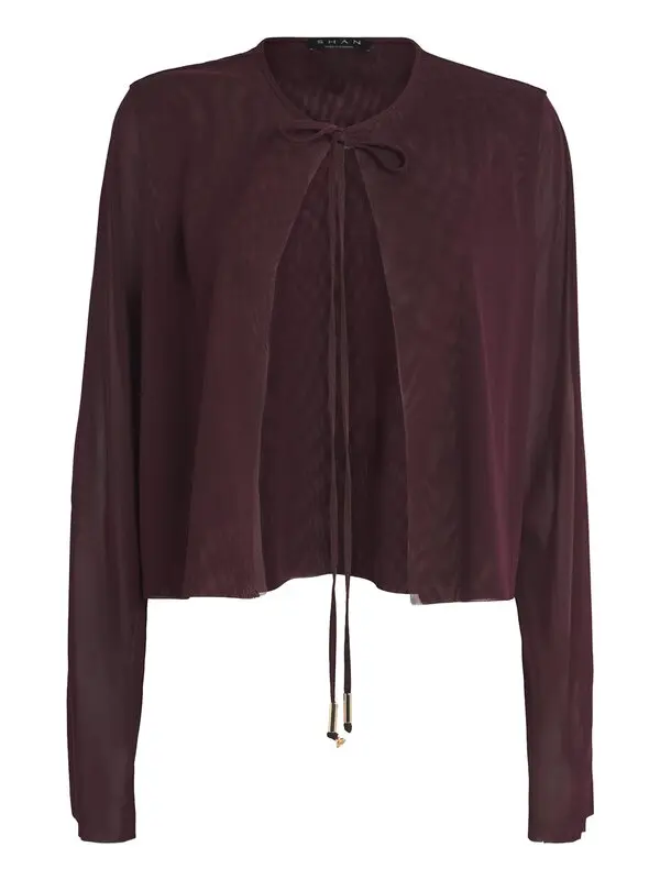 Shan Mesh Tie Cardigan - Burgundy