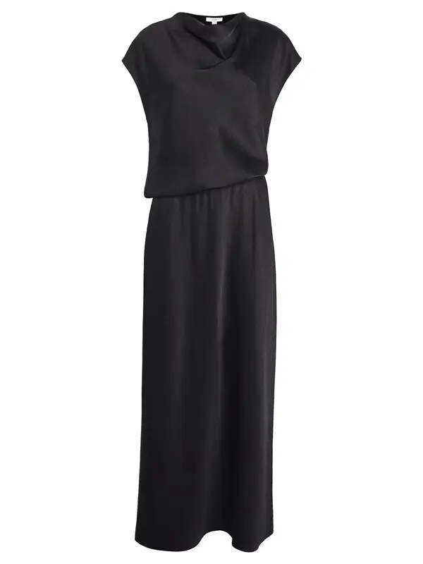Vince Satin Draped Maxi Dress - Black