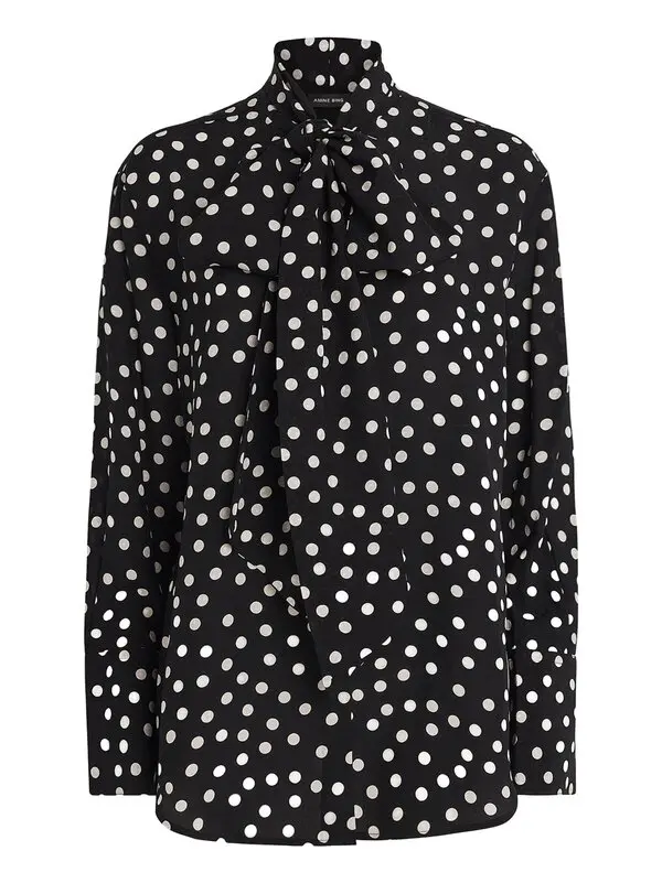 ANINE BING Ruby Polka Dot Blouse - Black