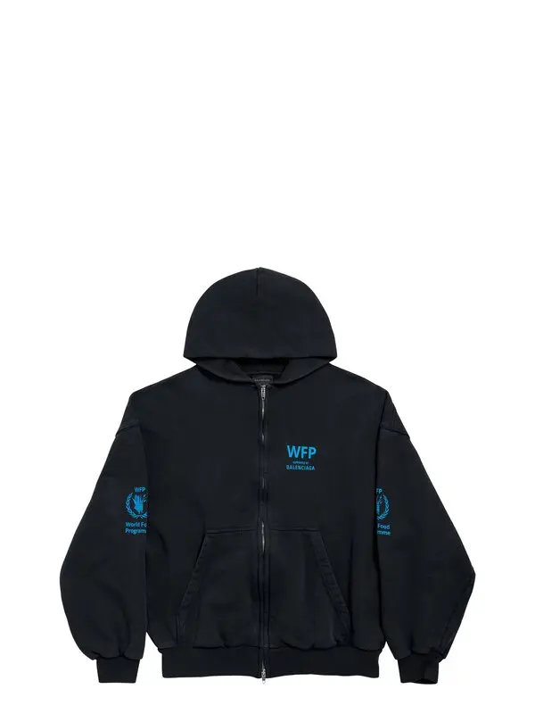 Balenciaga Cotton Wfp Logo Oversized Hoodie - Black
