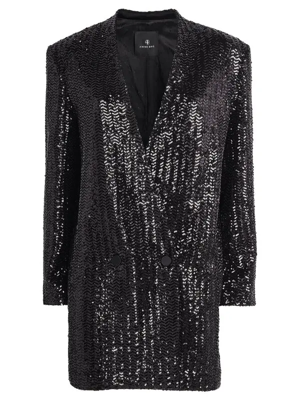 ANINE BING Sequinned Veneda Mini Dress - Black