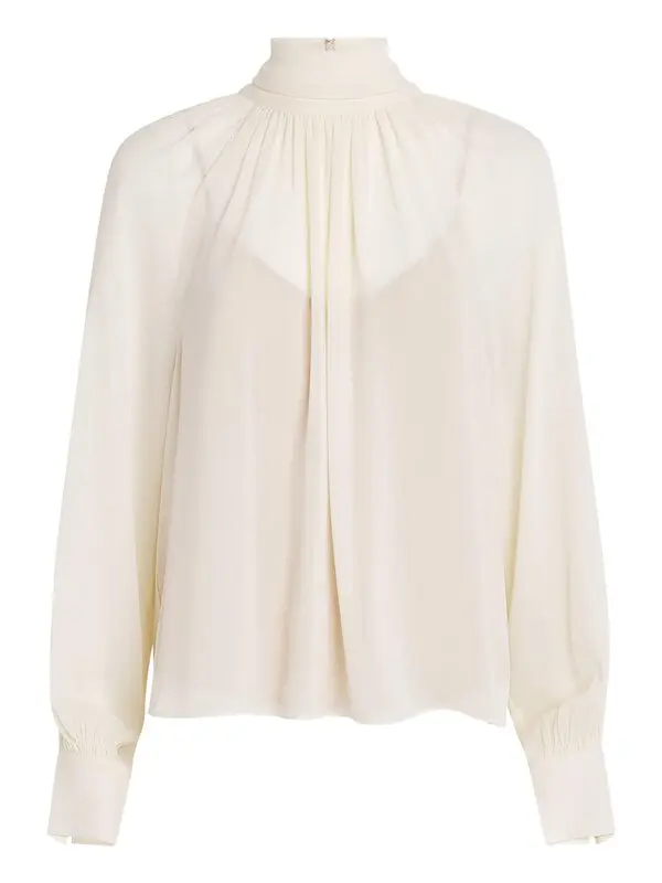 Vince Crepe Gathered Blouse - Ivory