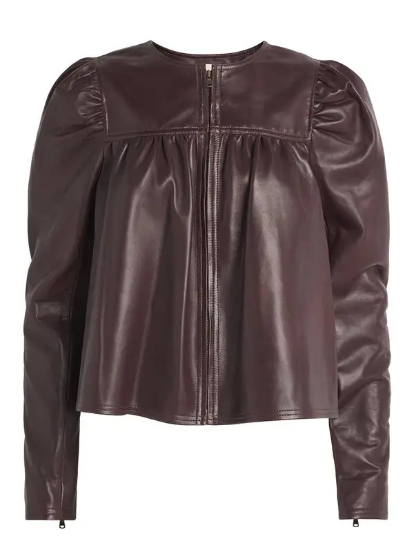 Ulla Johnson Leather Anouk Jacket - Burgundy