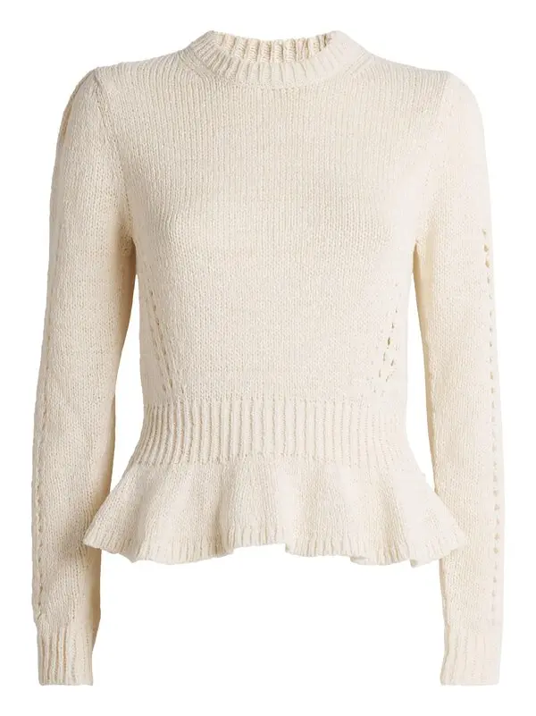 Ulla Johnson Cotton-blend Aurelie Peplum Sweater - Ivory