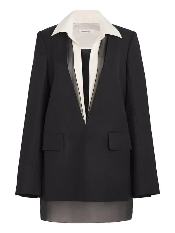 VORANIDA Layered Collared Blazer - Black