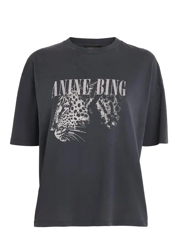 ANINE BING Leopard Print Cohen T-shirt - Black