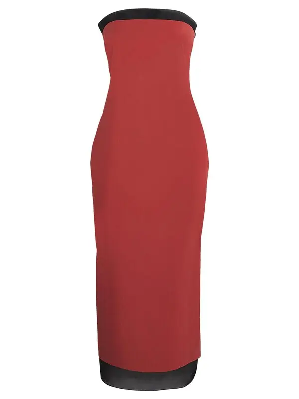 VORANIDA Strapless Color Block Midi Dress - Red