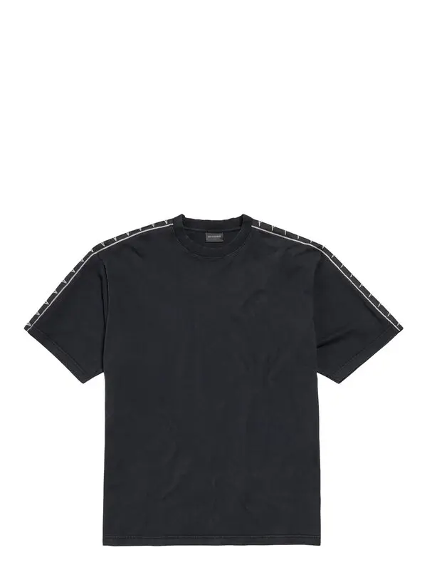 Balenciaga Cotton Logo Strip T-shirt - Black