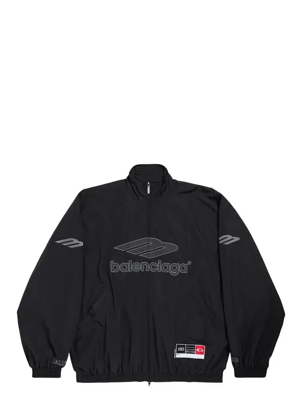 Balenciaga Cotton-blend 3b Logo Oversized Jacket - Black