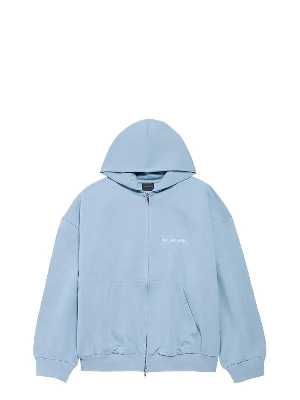 Balenciaga Cotton Logo Hoodie - Blue