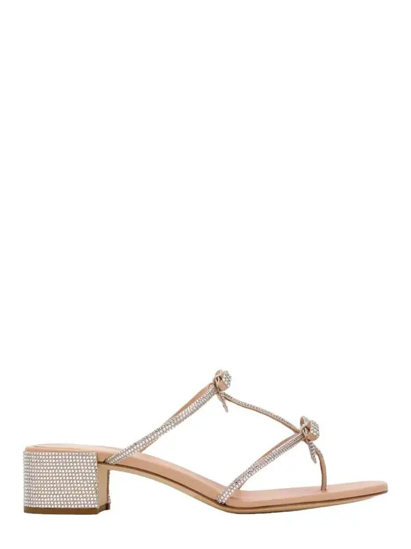 Rene Caovilla Caterina Crystal Bow Sandals - Neutrals
