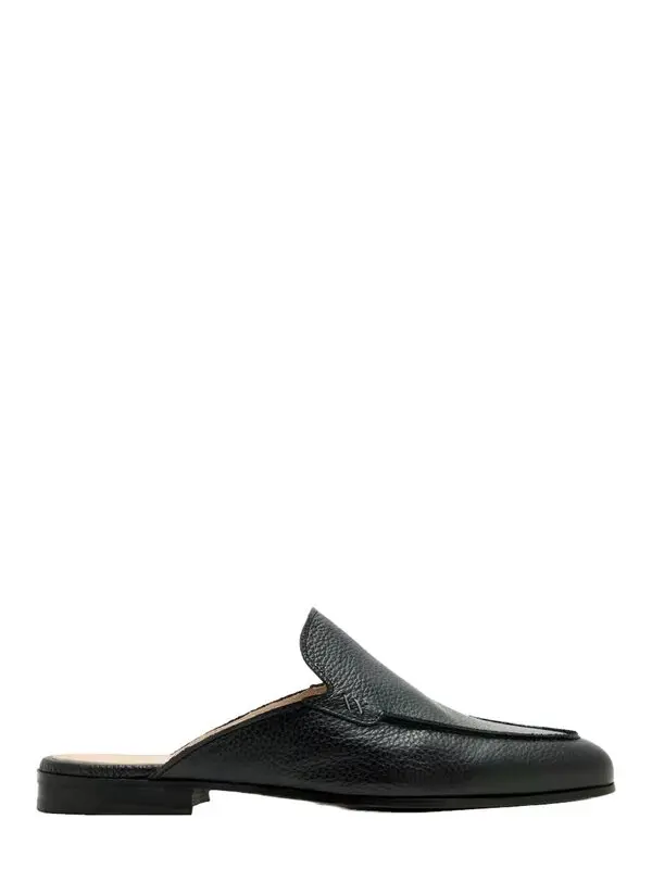 FORSA Topstitched Leather Mules - Black