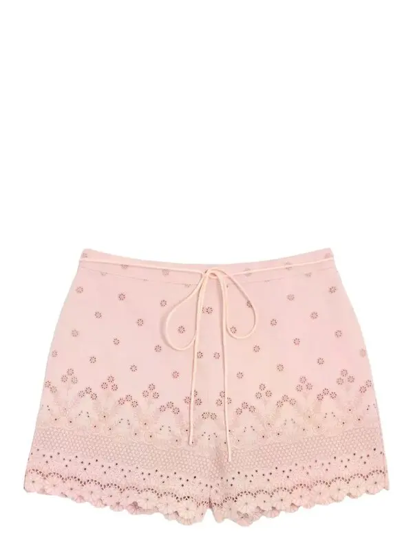 Valentino Garavani Shorts With Cotton And Ribbon Detail - Pink