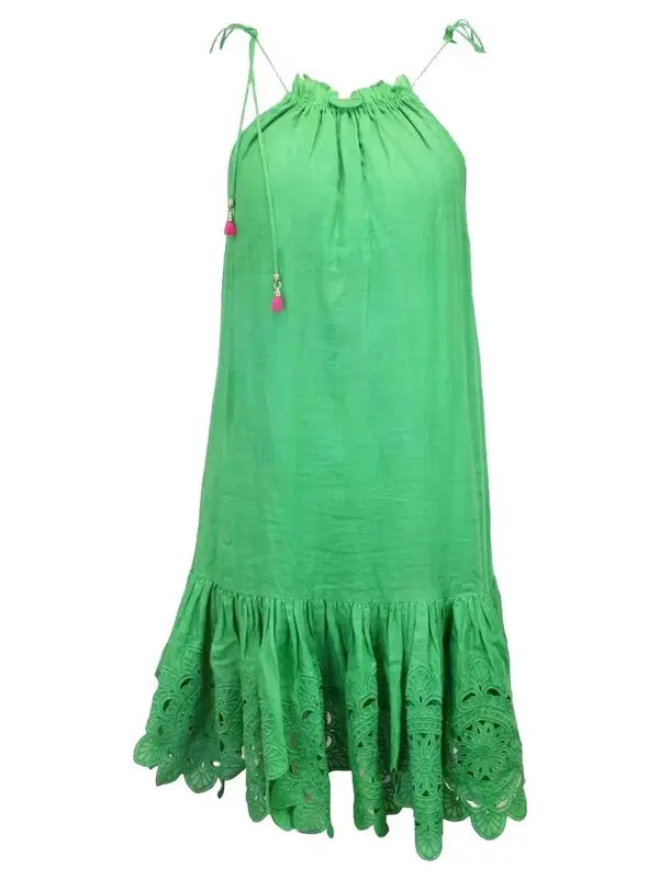 Zimmermann Broderie Anglaise Gathered Dress - Green