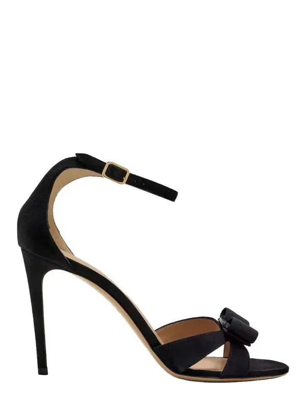 FERRAGAMO Bow Strap Stiletto Heel Sandals - Black