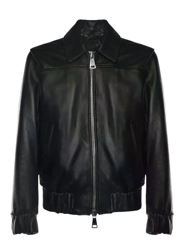 GIULIANO GALIANO Zipped Nappa Leather Jacket - Black