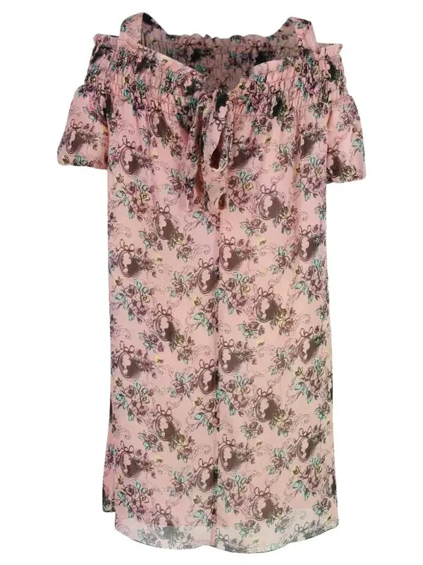 Moschino Off-shoulder Floral Dress - Pink