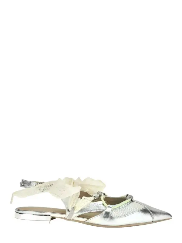 Pinko Lace-up Point-toe Slingback Sandals - Silver