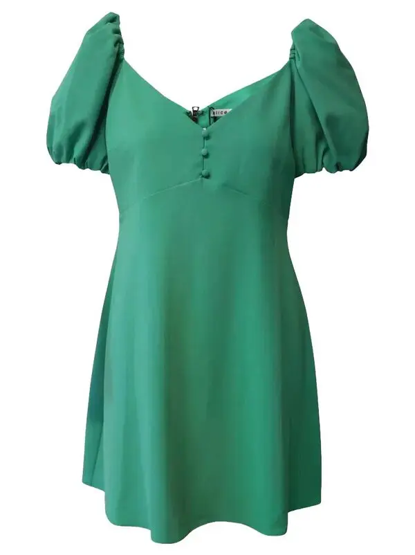 Alice + Olivia Dana Puff-sleeve Mini Dress - Green