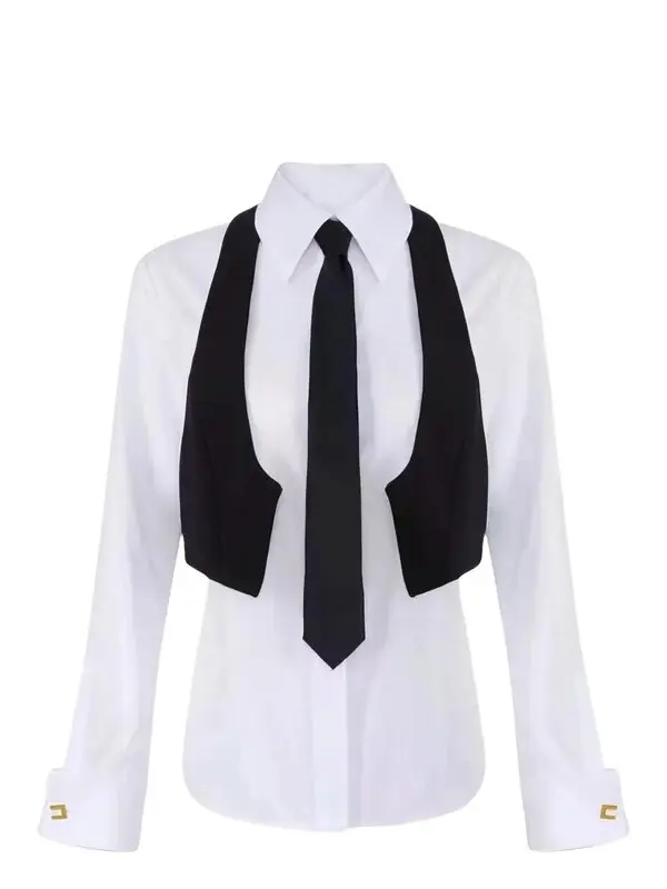 Elisabetta Franchi Tie Collared Shirt - White