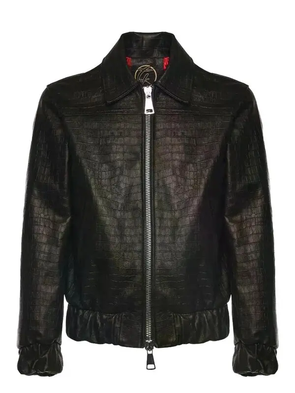 GIULIANO GALIANO Crocodile-effect Zip Jacket - Black