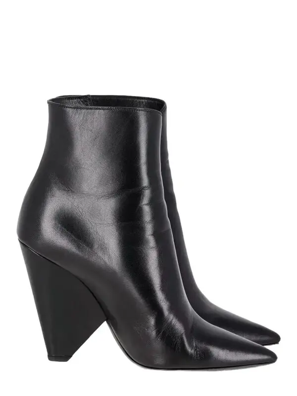 Saint Laurent Pyramid-heeled Leather Ankle Boots - Black