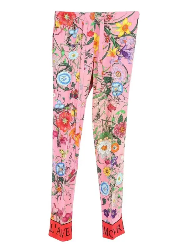 Gucci Flora Print Snake Trousers - Pink