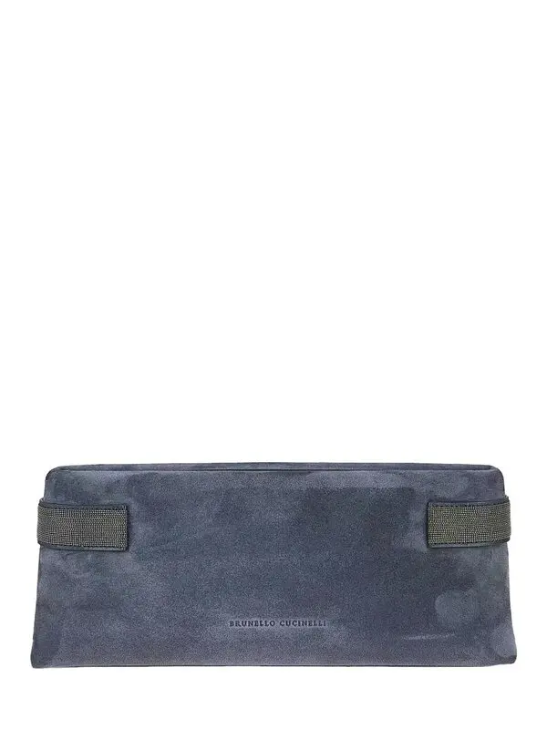 Brunello Cucinelli Suede Clutch With Monili Embellishments - Blue