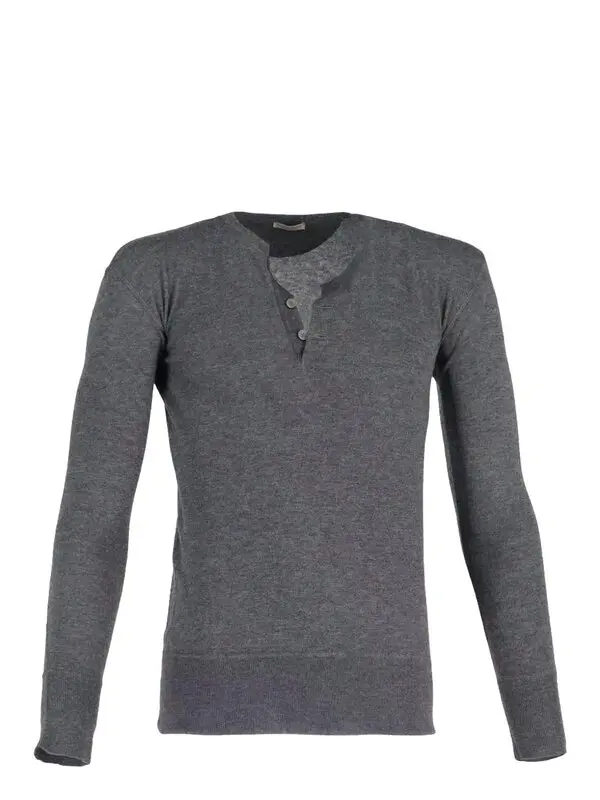Bottega Veneta Half-buttoned Wool Sweater - Grey