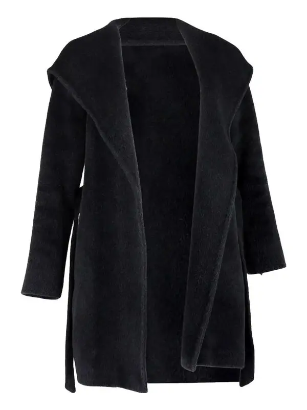 Max Mara Hooded Belted Coat - Black