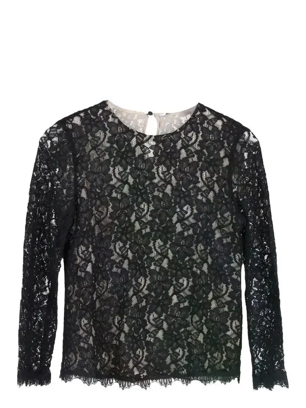 Diane Von Furstenberg Long-sleeve Lace Top - Black