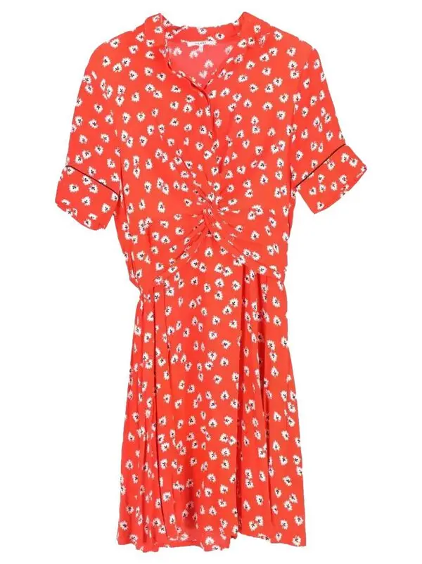 GANNI Twist-front Floral-print Crepe Dress - Red
