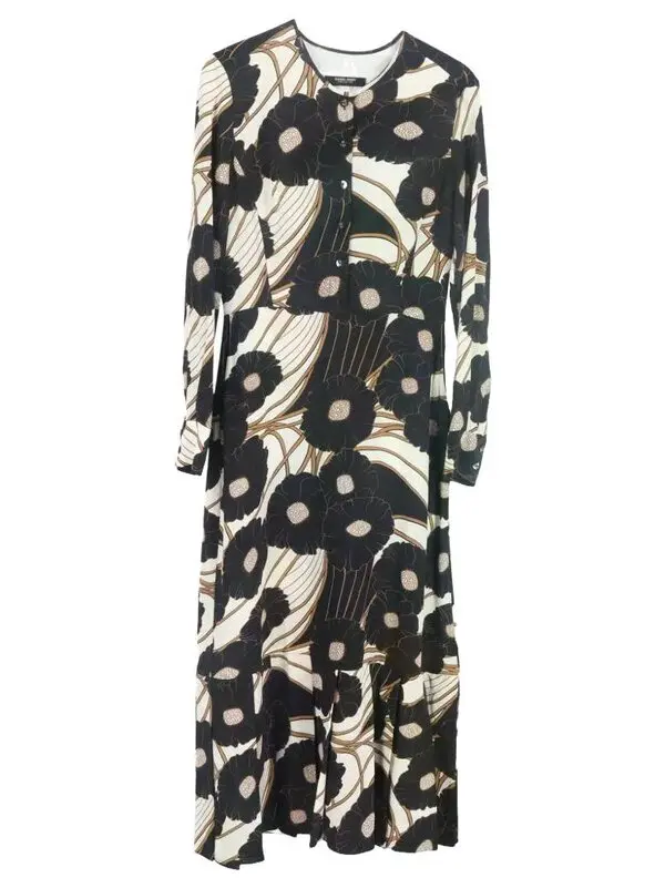 Rachel Comey Printed Long-sleeve Midi Dress - Black