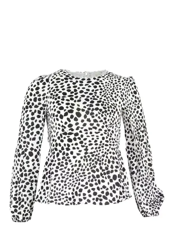 Rixo Animal-print Long-sleeve Blouse - White