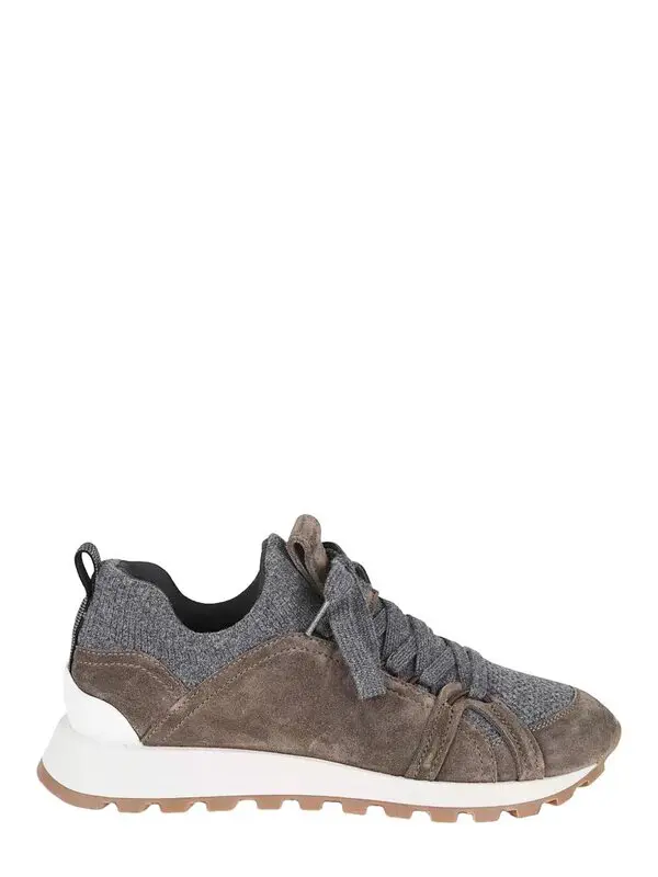 Brunello Cucinelli Panelled Lace-up Sneakers - Brown
