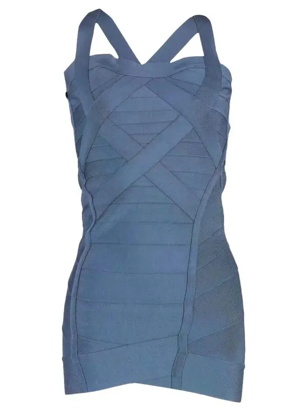 Herve Leger Cutout Bandage Mini Dress - Blue