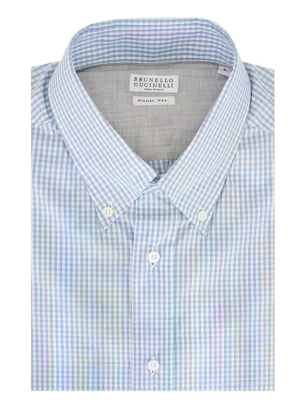 Brunello Cucinelli Gingham-pattern Button-down Shirt - Blue