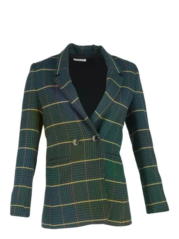 ANINE BING Houndstooth Double-breasted Blazer - Green