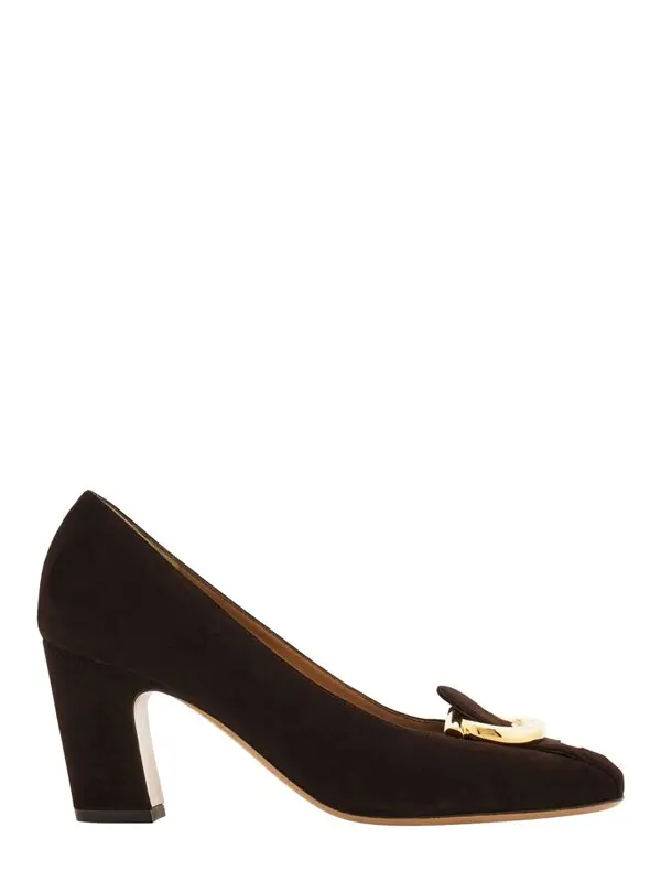 FERRAGAMO Gancini Block Heel Pumps - Brown