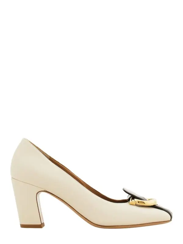 FERRAGAMO Gancini Block Heel Pumps - White