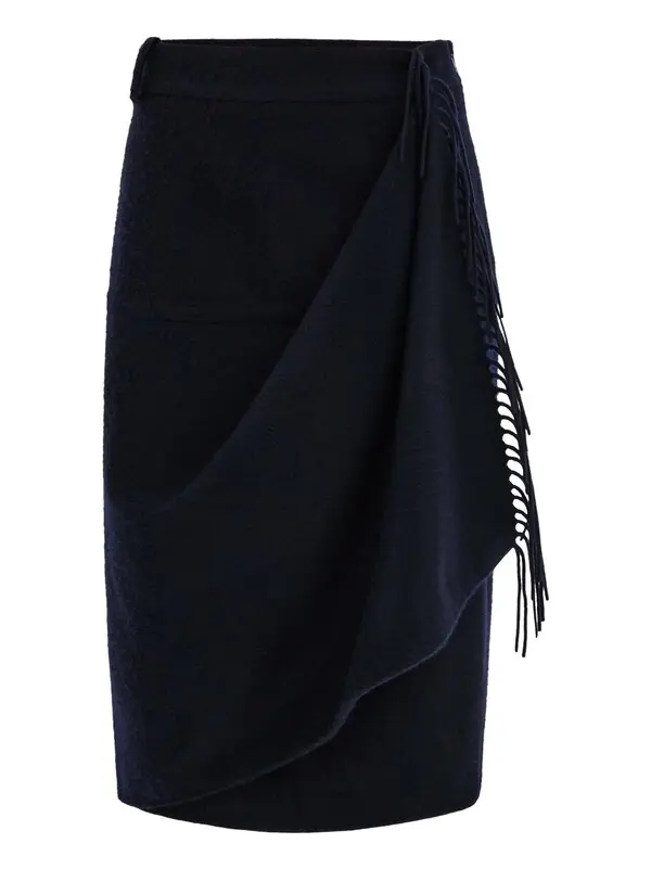 FERRAGAMO Fringe Detail Wrap Skirt - Blue