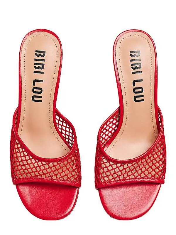 BIBI LOU Mesh Open-toe Mule Heels - Red
